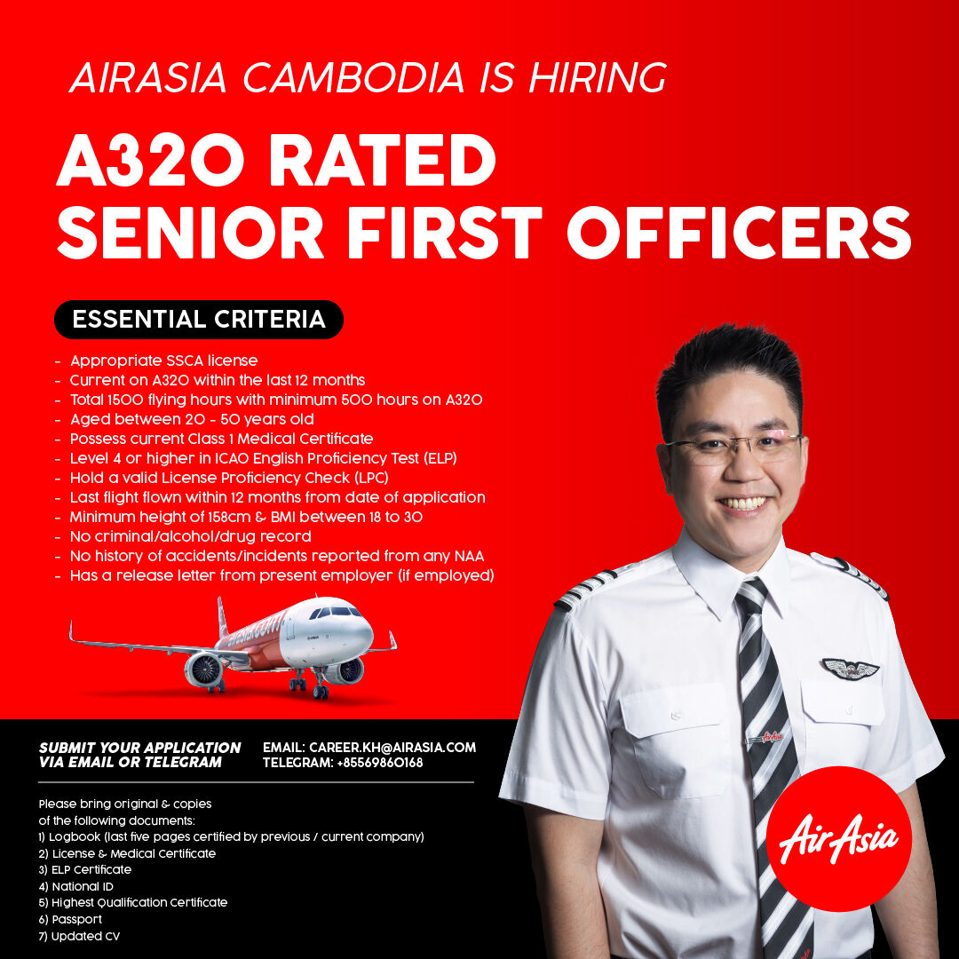Air Asia Cambodia招A320 Captain/First Officer - Sinopilot Organization