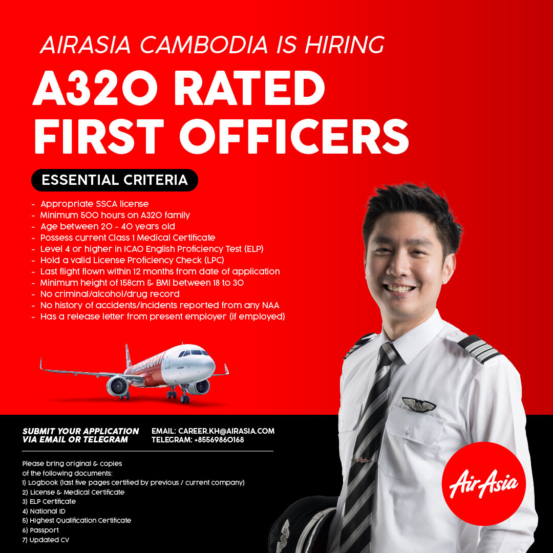 Air Asia Cambodia招A320 Captain/First Officer - Sinopilot Organization