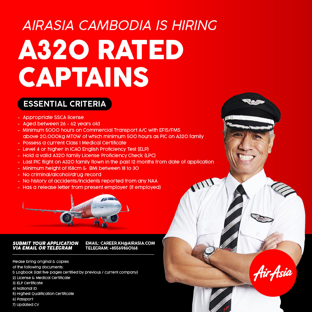 Air Asia Cambodia招A320 Captain/First Officer - Sinopilot Organization
